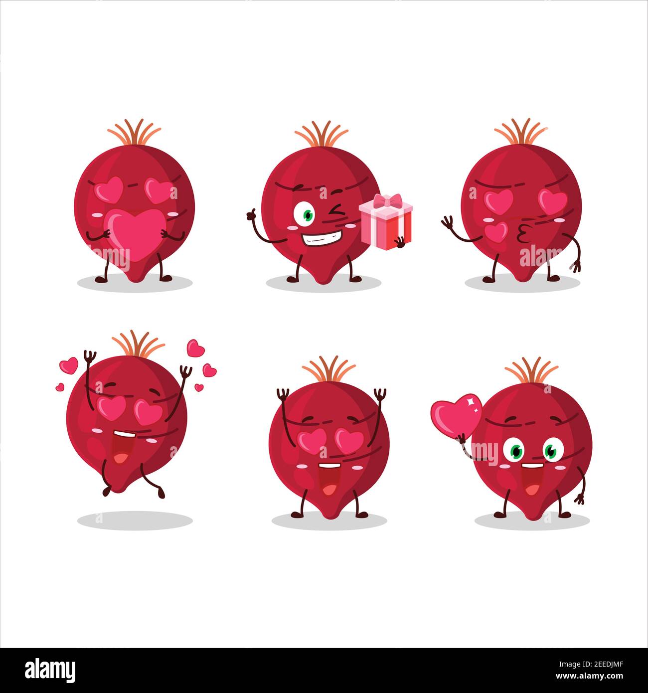Beet cartoon character with love cute emoticon. Vector illustration ...