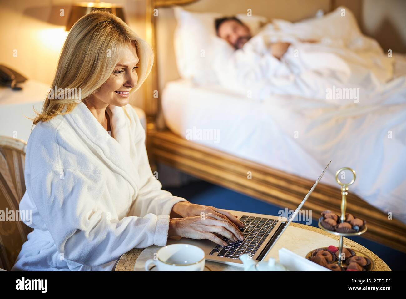 Dedicated woman pursuing her career goals remotely from home Stock ...