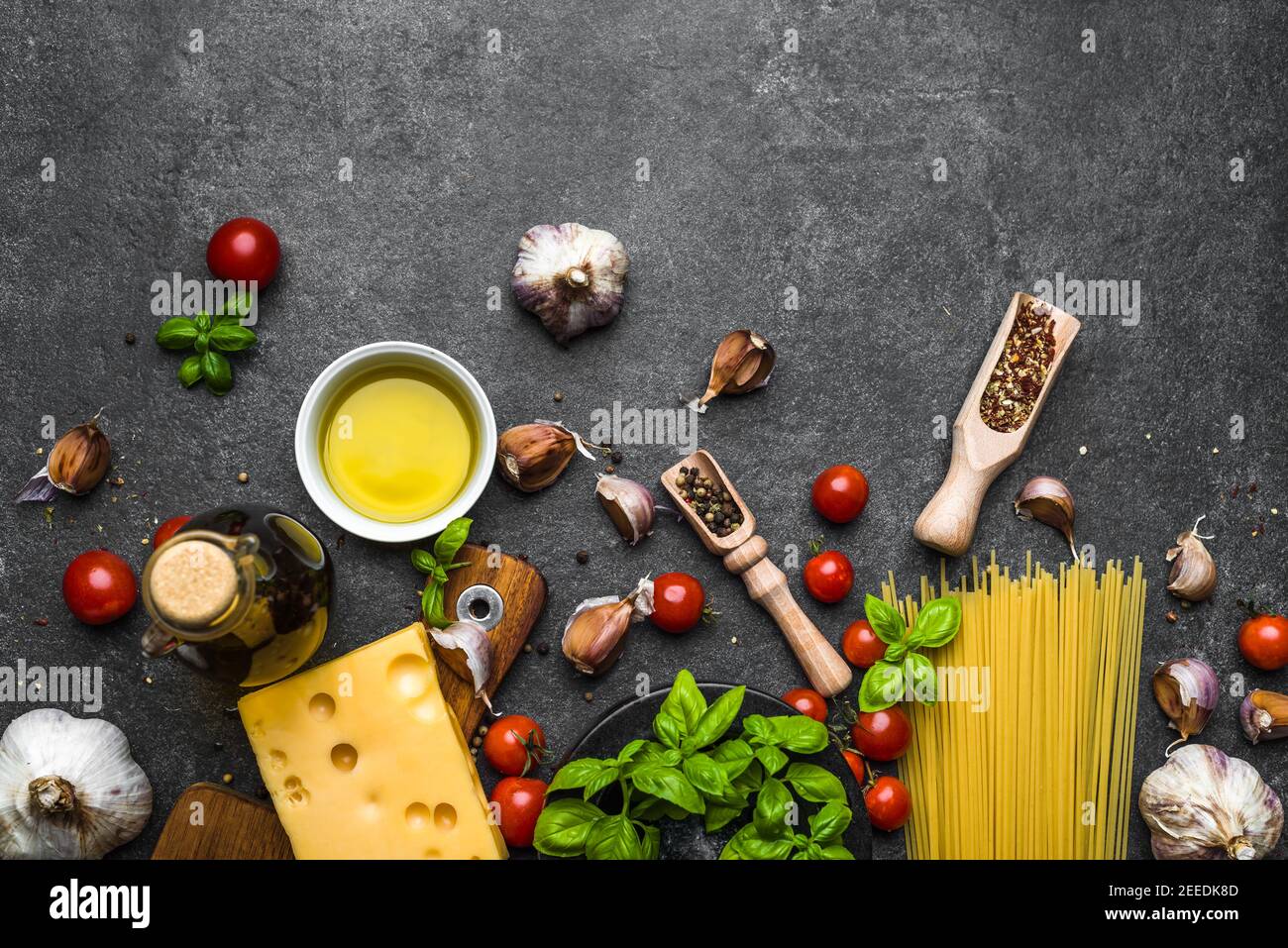 Fresh ingredients of italian food, background Stock Photo - Alamy