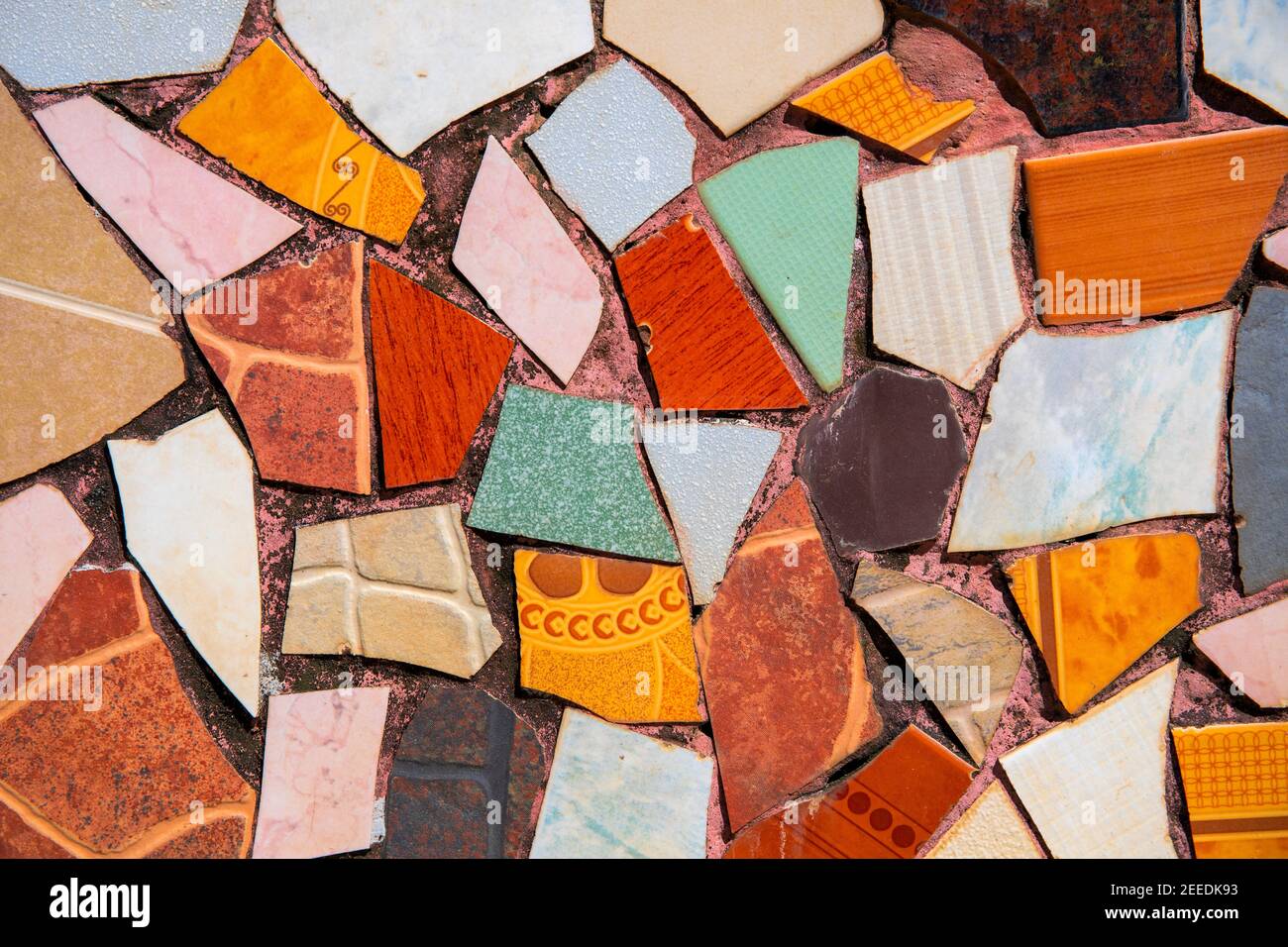 Colorful ceramic mosaic floor. Creative recycled mosaic top view photo ...