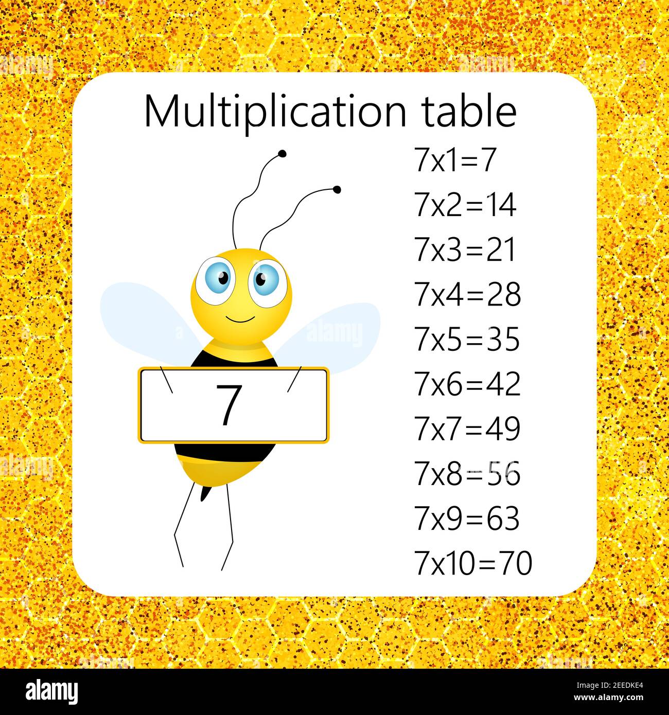 Multiplication Square. School vector illustration wuth bee ...