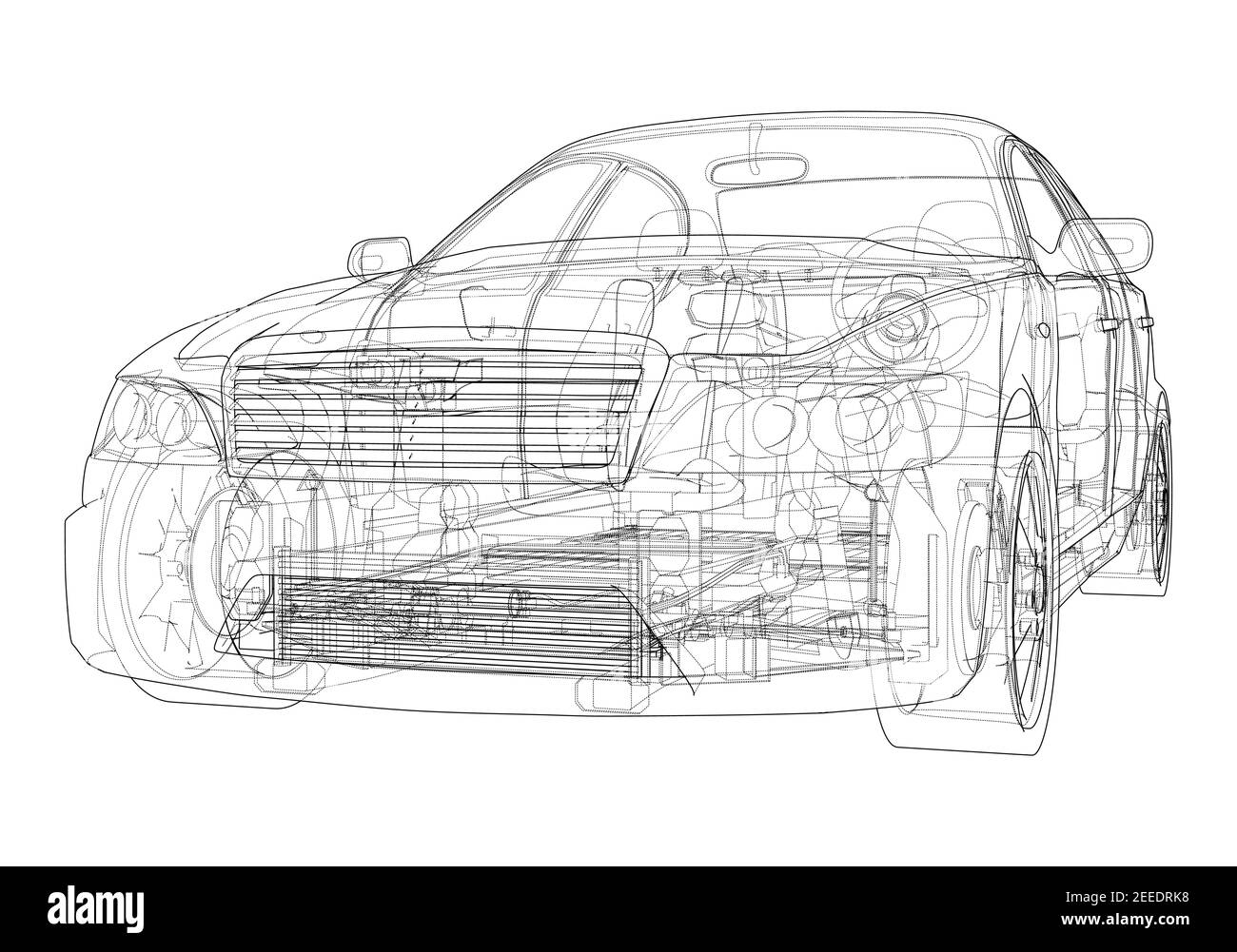 Electric Car With Chassis. Vector rendering of 3d Stock Vector Image ...