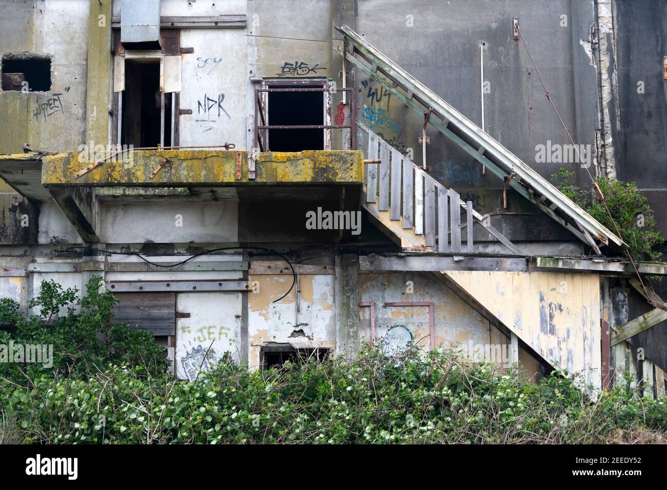 Abandoned derelict building, old Cool Store, Patea, North Island, New ...