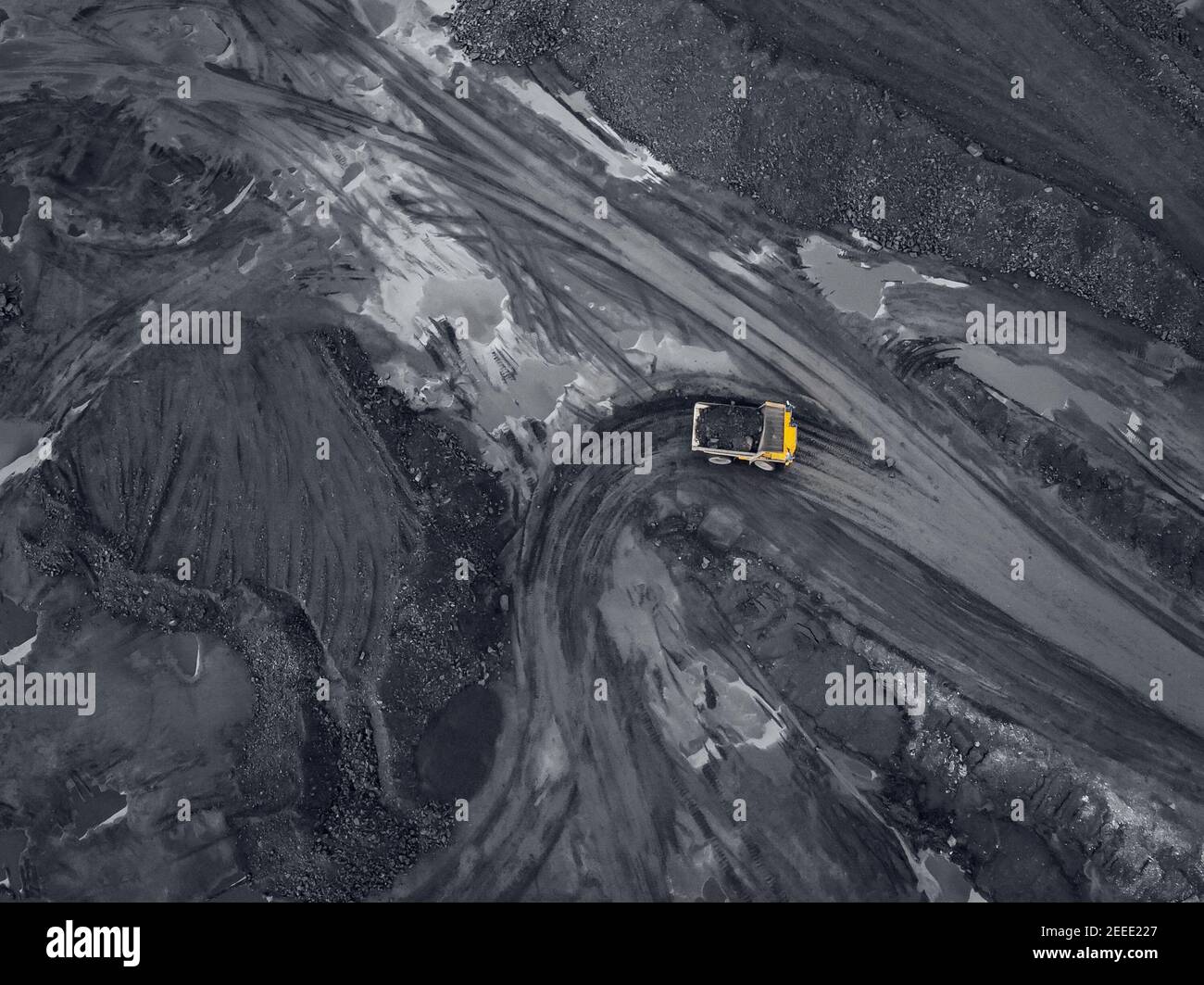 Open pit mine, extractive industry for coal, top view aerial Stock ...