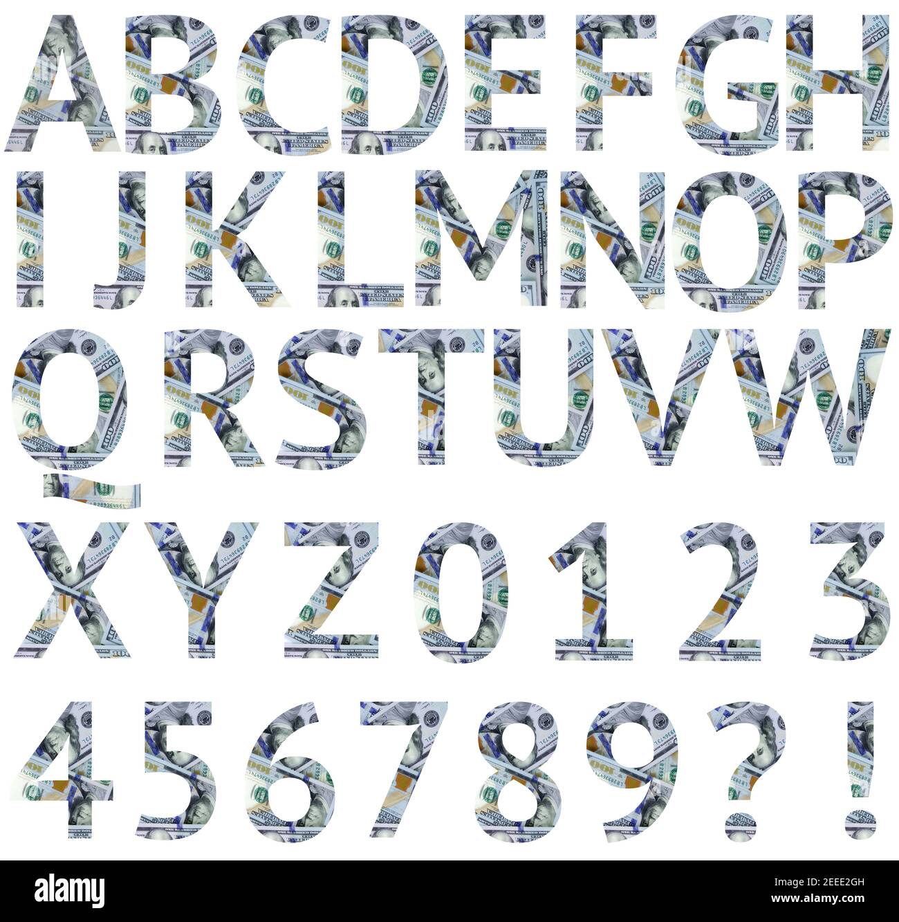 Dollar alphabet collage Stock Photo - Alamy