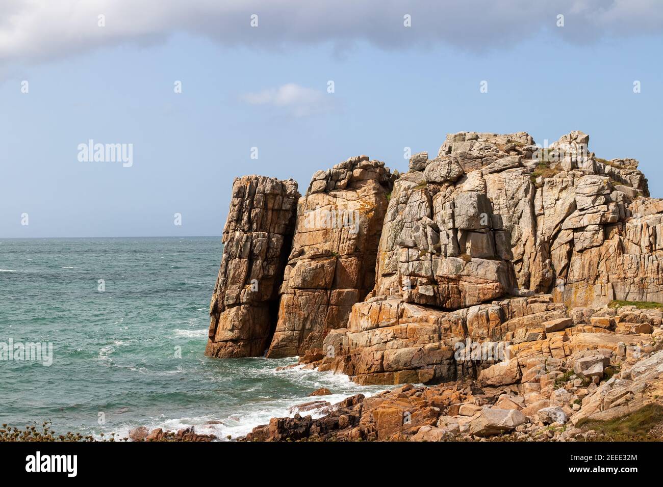 Rocky cliffs on the Pink Granite Coast - Cote de Granit Rose - near Le ...