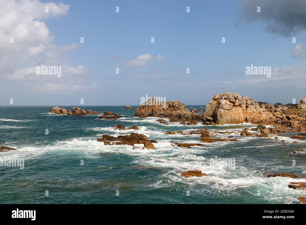 Rocky Coast Of Brittany View Point On Pink Granite Coast Le Gouffre