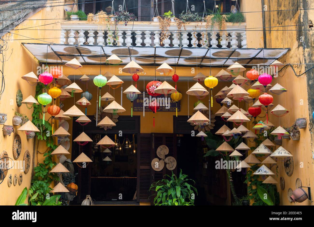 Hoi An, Vietnam - 28 Jul 2019: Souvenir shop entrance with vietnamese ...