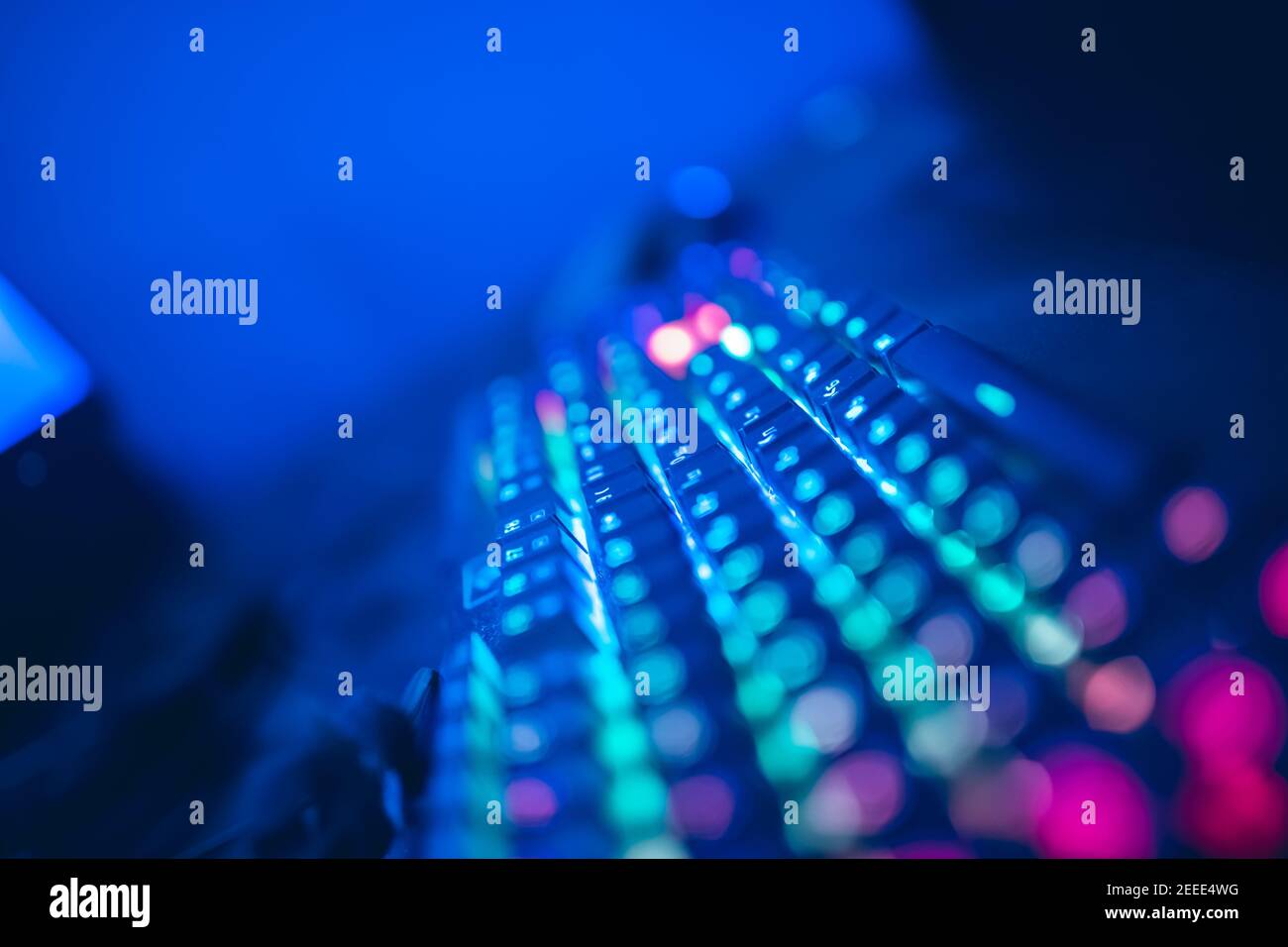 Professional cyber video gamer studio room with personal computer ...