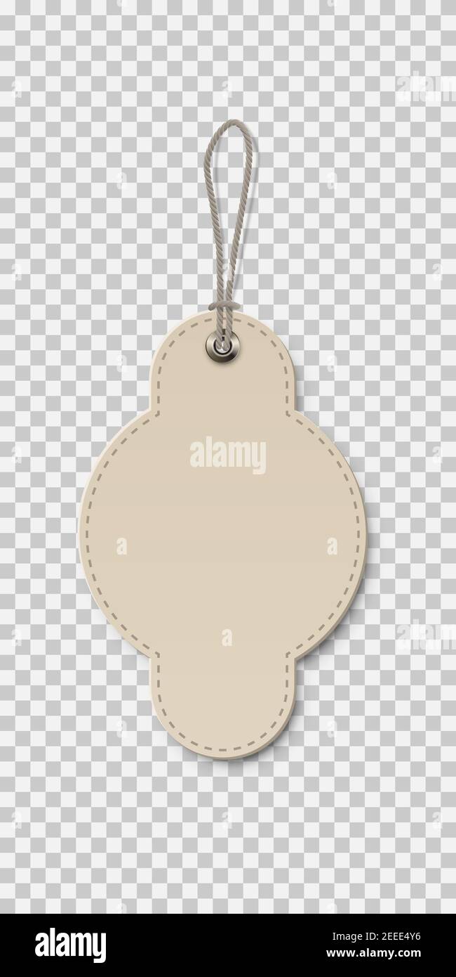 Vintage beige price or label tags mockup template. Blank card with ...