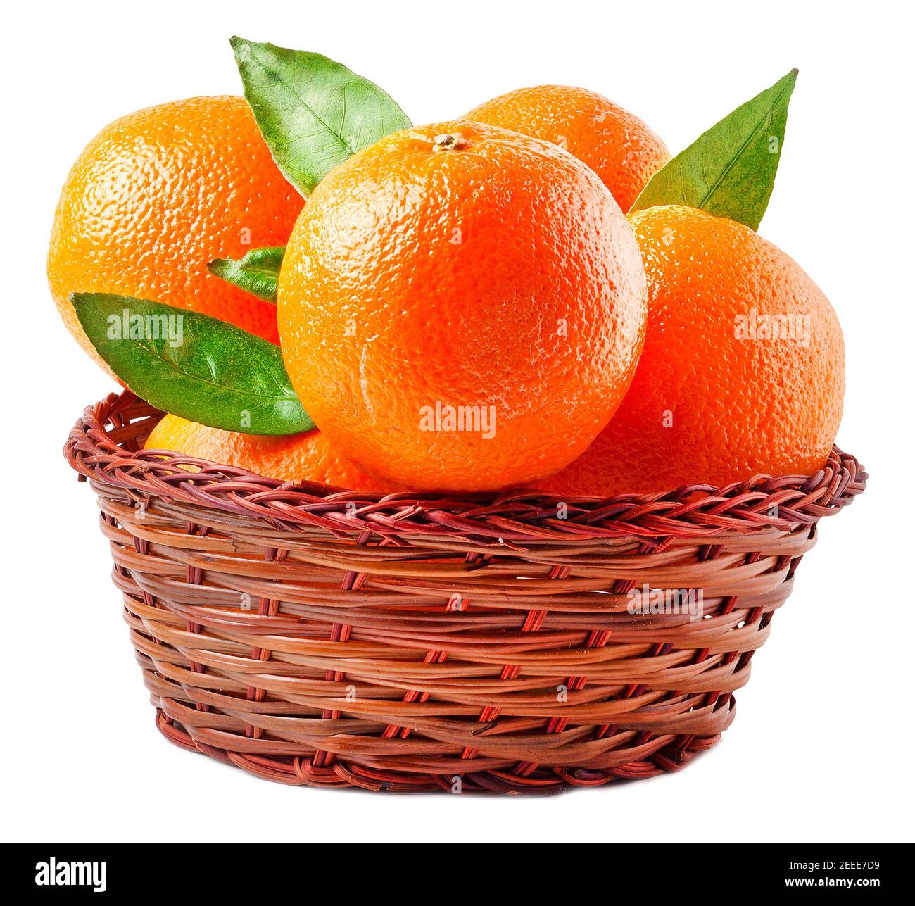 Oranges in basket on a white background Stock Photo - Alamy