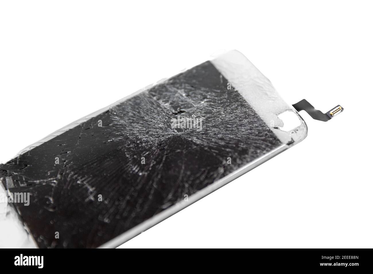 Broken Mobile phone glass screen crack on White isolated background ...