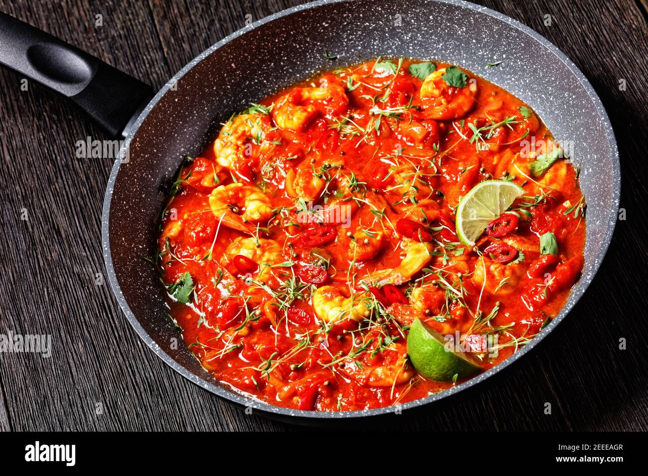 Prawn karahi - pakistani tomato shrimp curry with lime juice red chili ...