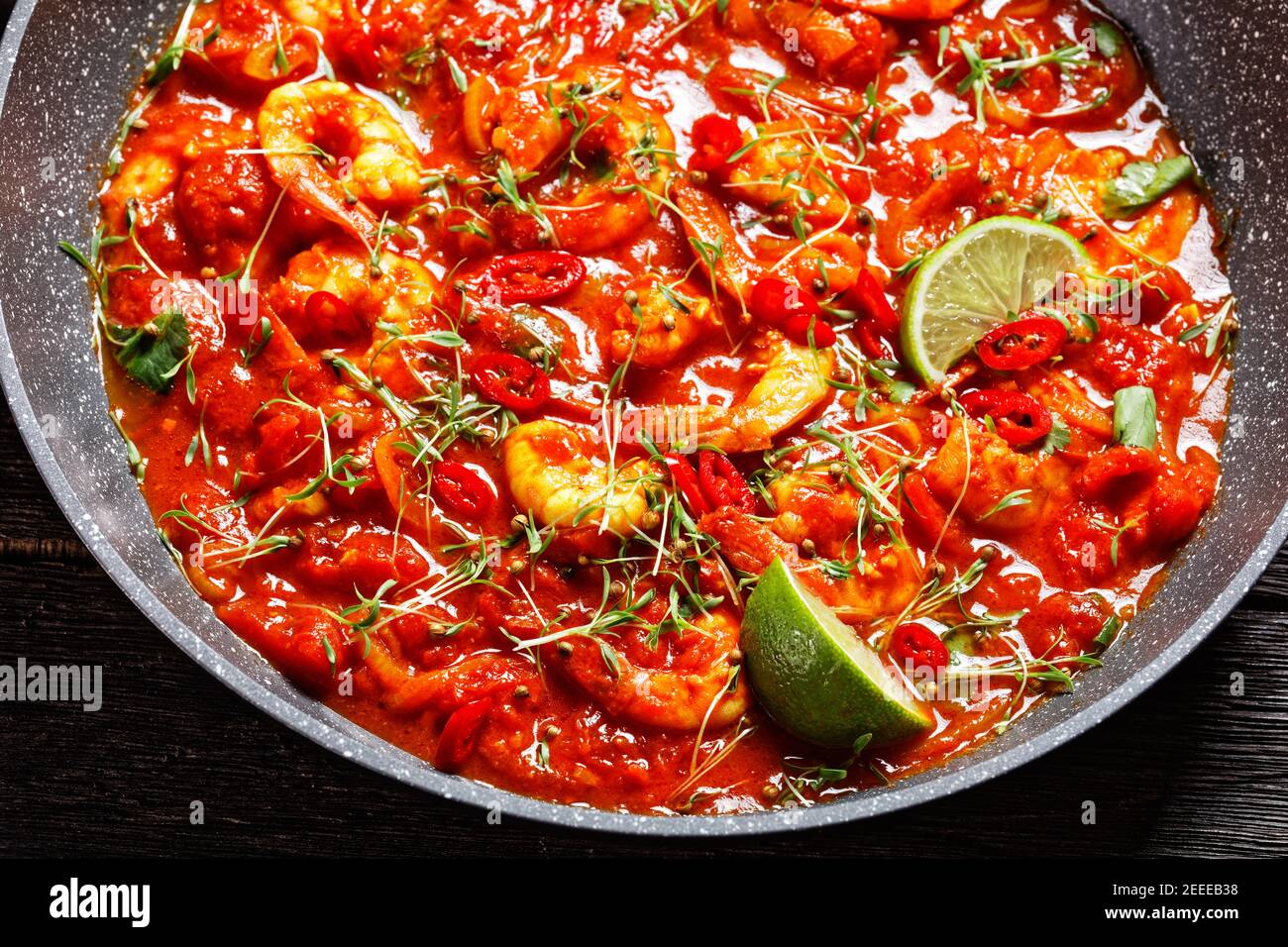 Prawn karahi - pakistani tomato shrimp curry with lime juice red chili ...