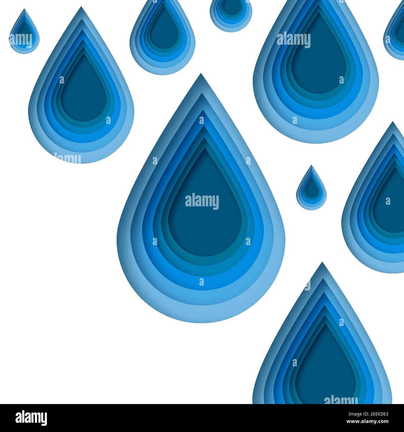 Blue water drops paper cut style on white background. Vector Stock ...