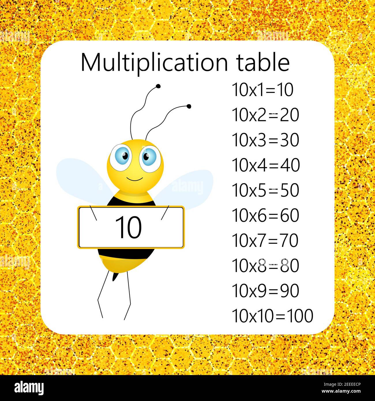Multiplication Square. School vector illustration wuth bee ...