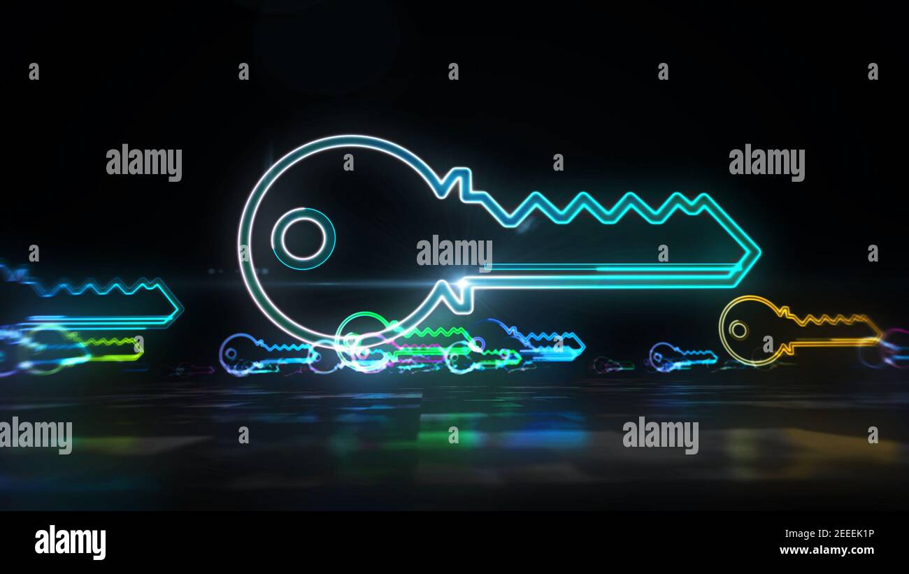 Digital encryption concept with cyber key symbol, secret, privacy, computer security and data ...