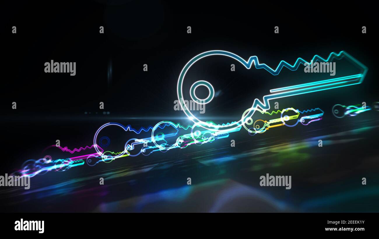 Digital encryption concept with cyber key symbol, secret, privacy ...