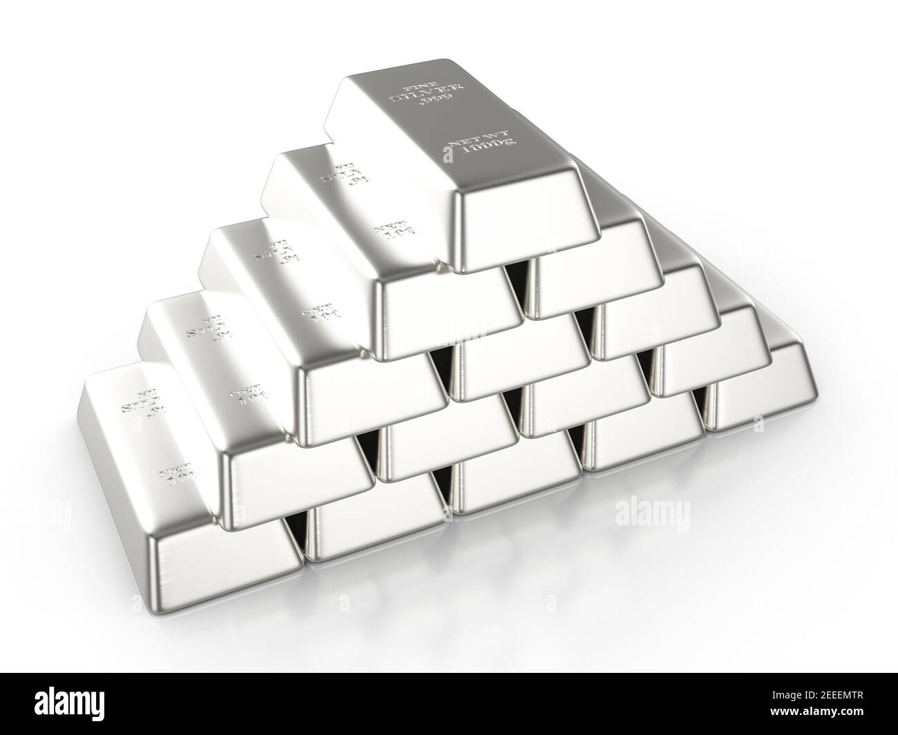 Silver bars on a white background. 3d illustration Stock Photo - Alamy