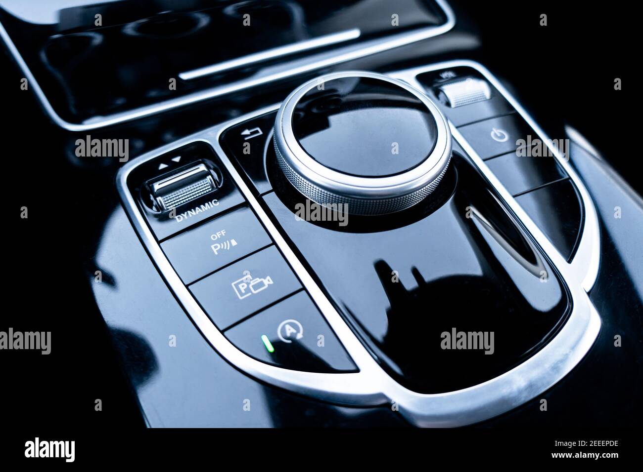 Media and navigation control buttons of a modern car. Car interior ...