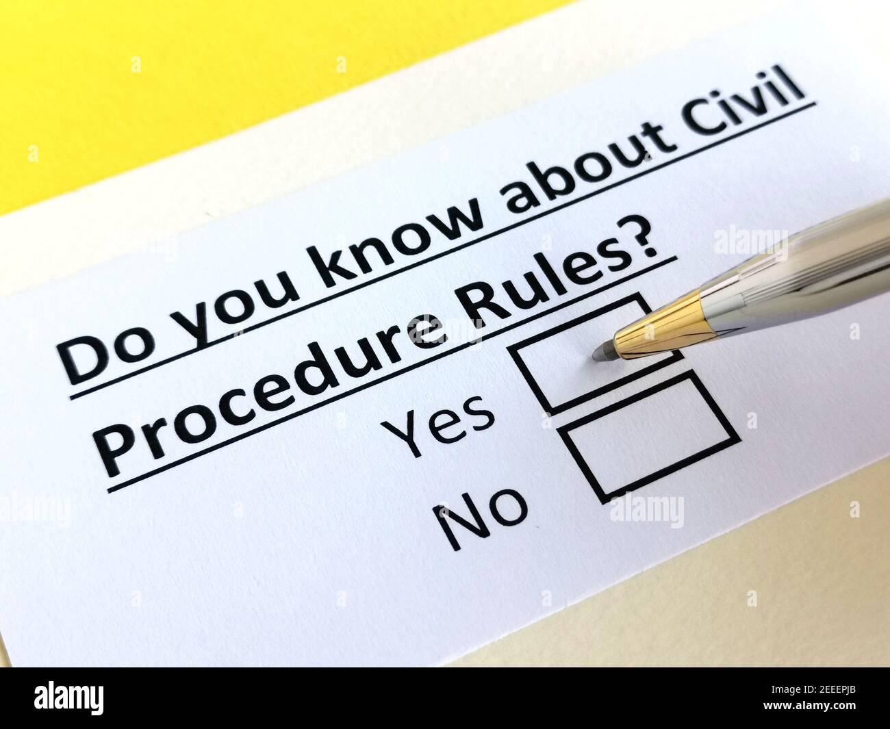 One person is answering question about civil procedure rules Stock ...