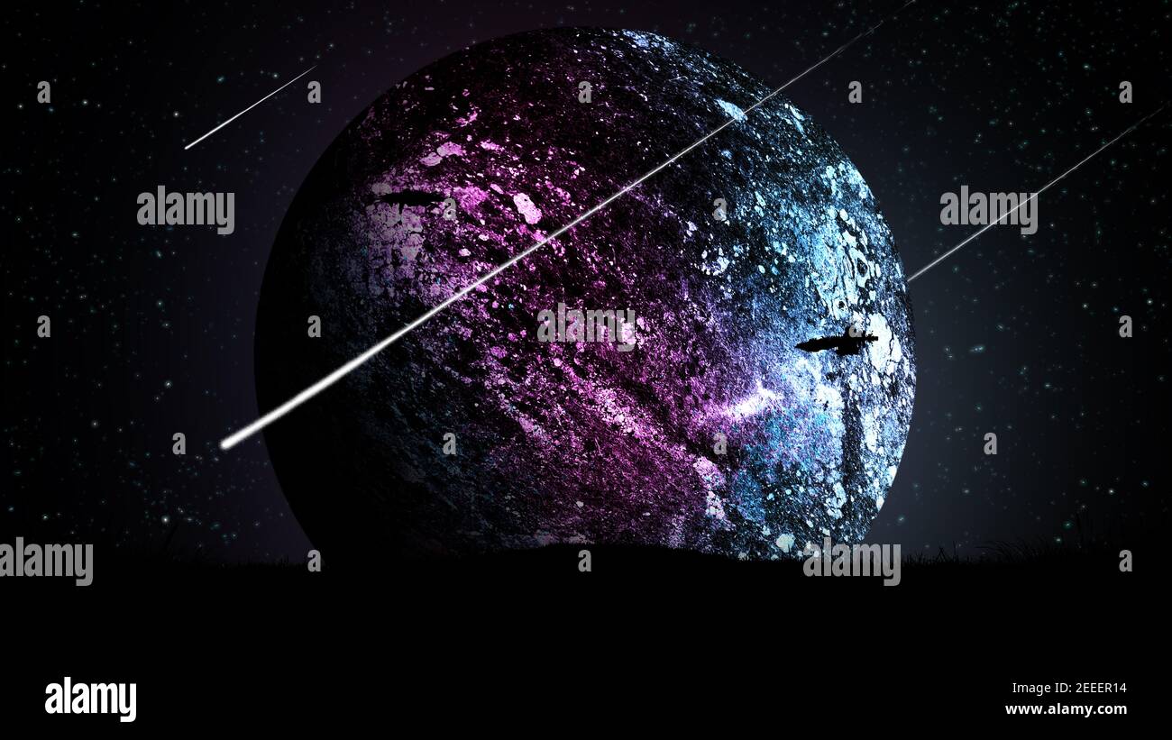 A beautiful unknown planet close-up against the background of a starry ...