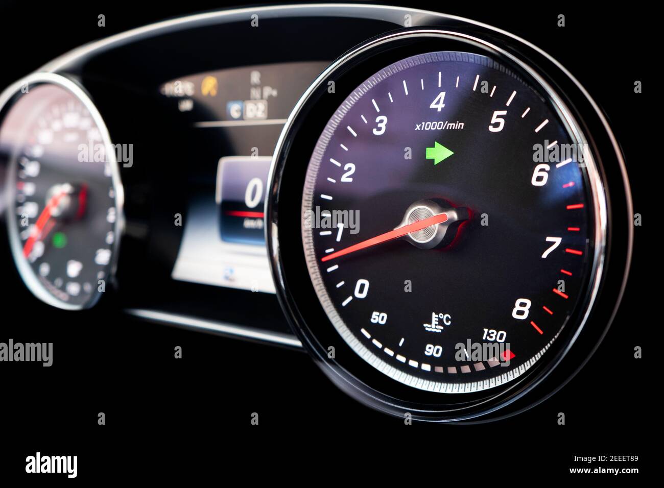 Close up shot of a tachometer in a car. Car dashboard. Dashboard ...
