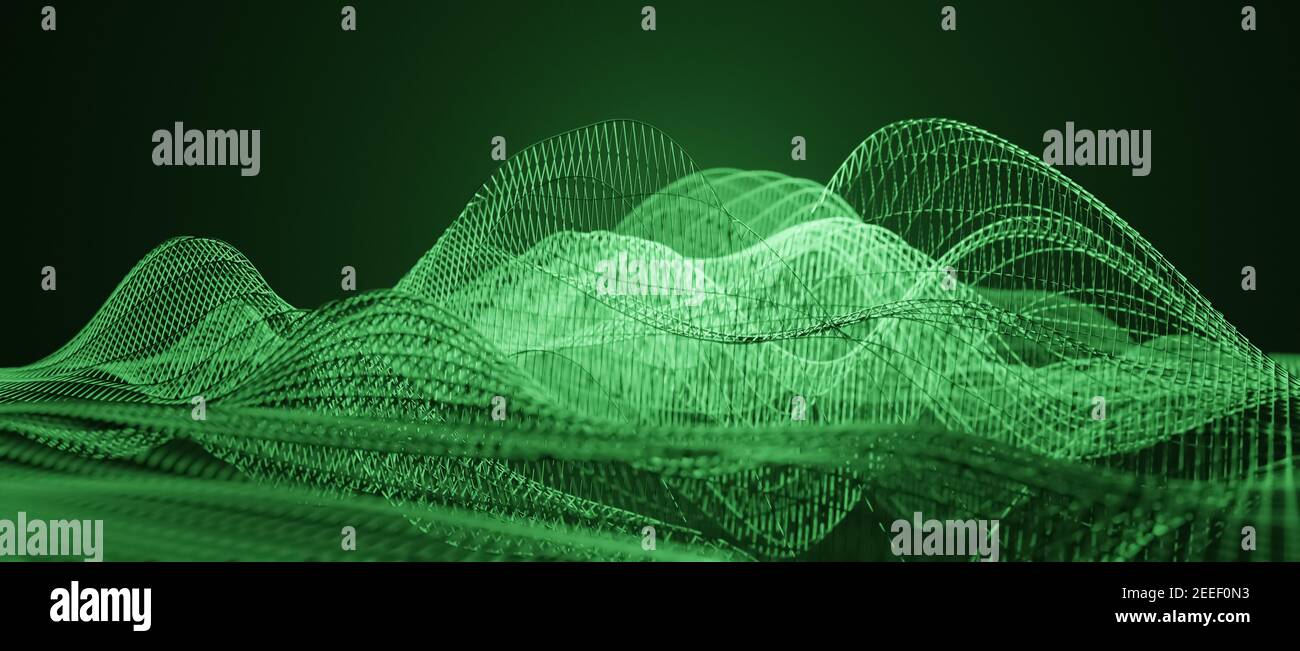 Fragile 3d Wireframe Structure Modern Abstract Virtual Grid Background Audio Soundwaves Sound