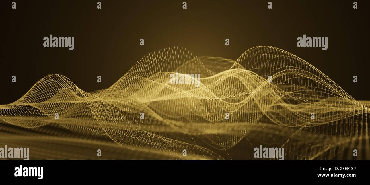 Fragile 3d Wireframe Structure Modern Abstract Virtual Grid Background Audio Soundwaves Sound