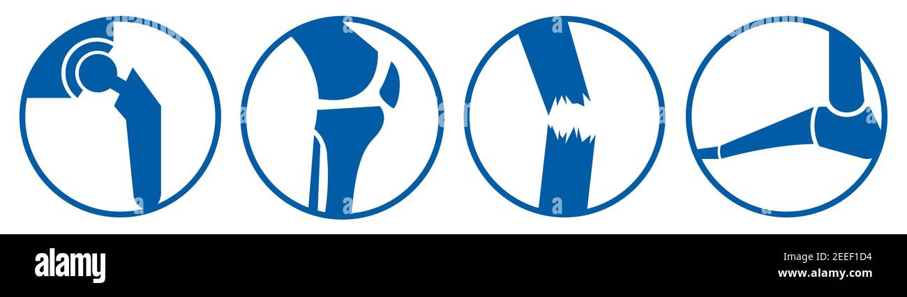 Orthopaedic bone part Icons blue - Hip Knee Trauma Foot Stock Vector ...