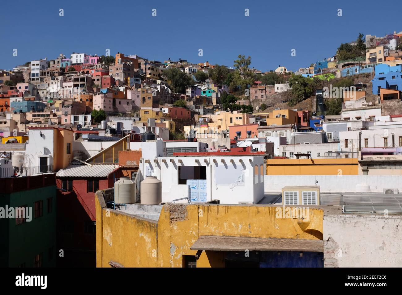 Guanajuato Mexico rooftops and view up the valley Stock Photo - Alamy