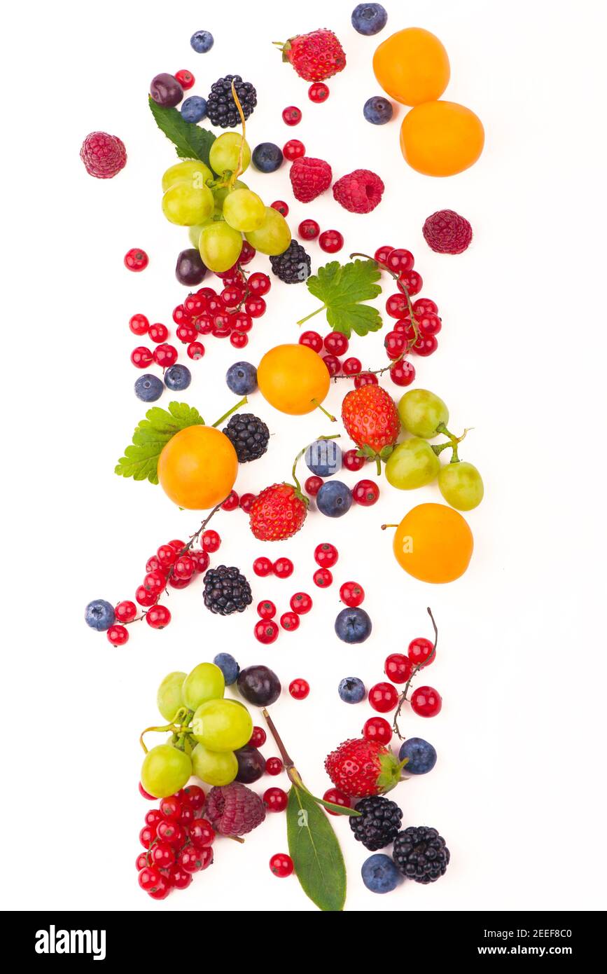 berry mix isolated on a white background Stock Photo - Alamy