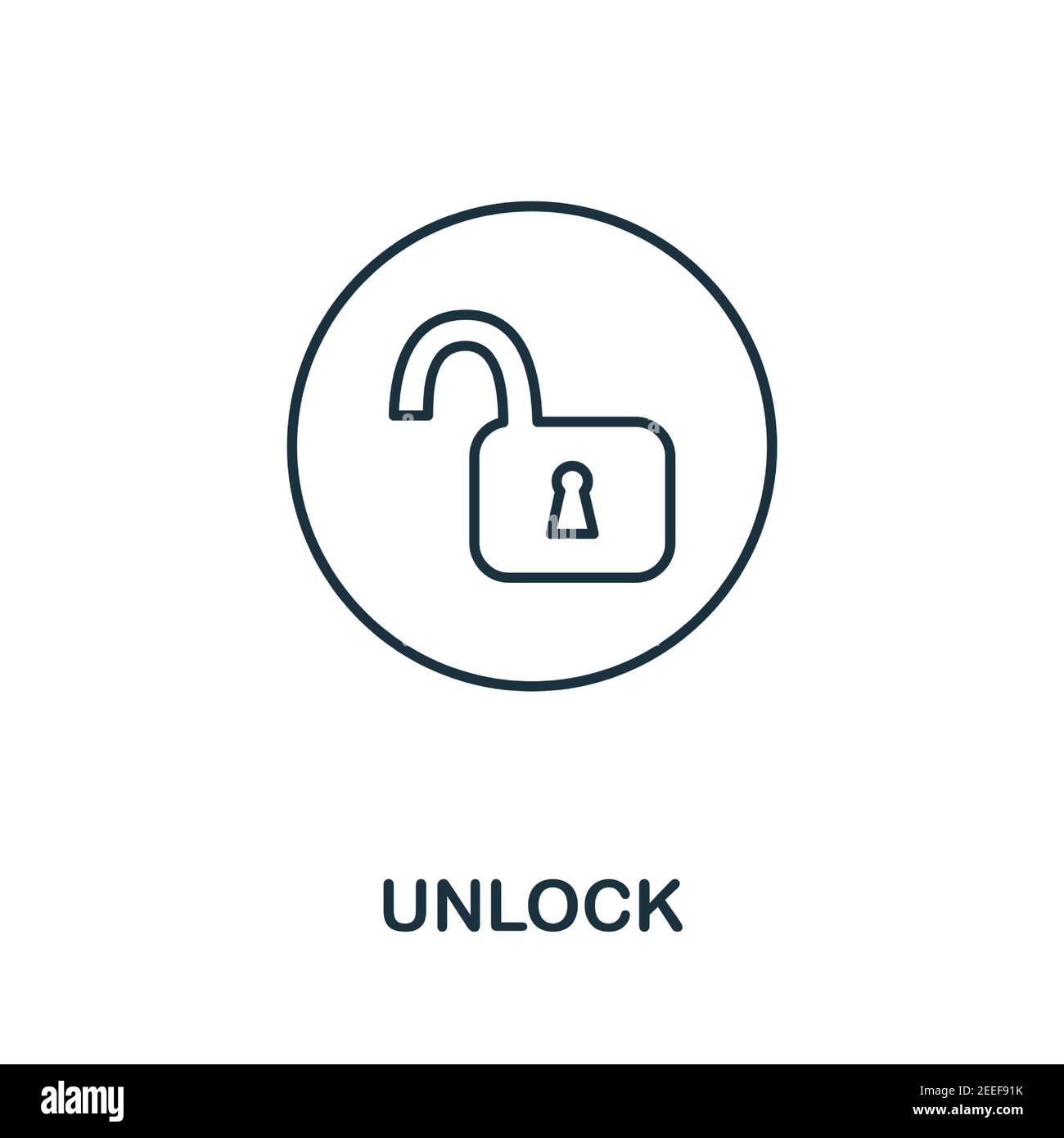 Unlock icon. Simple element from internet security collection. Creative ...