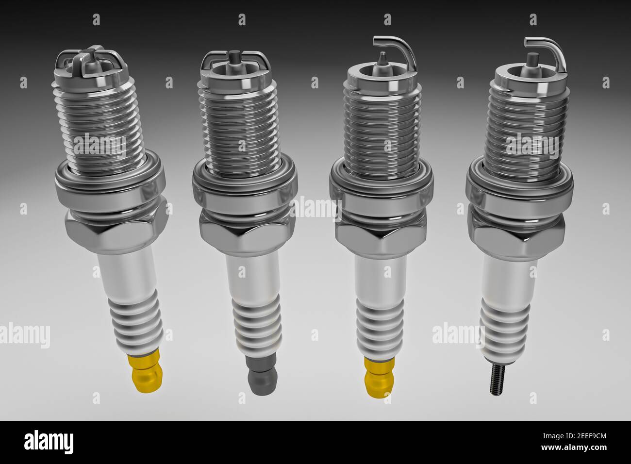 Spare parts spark plugs on white background for car and motorcycle. New ...