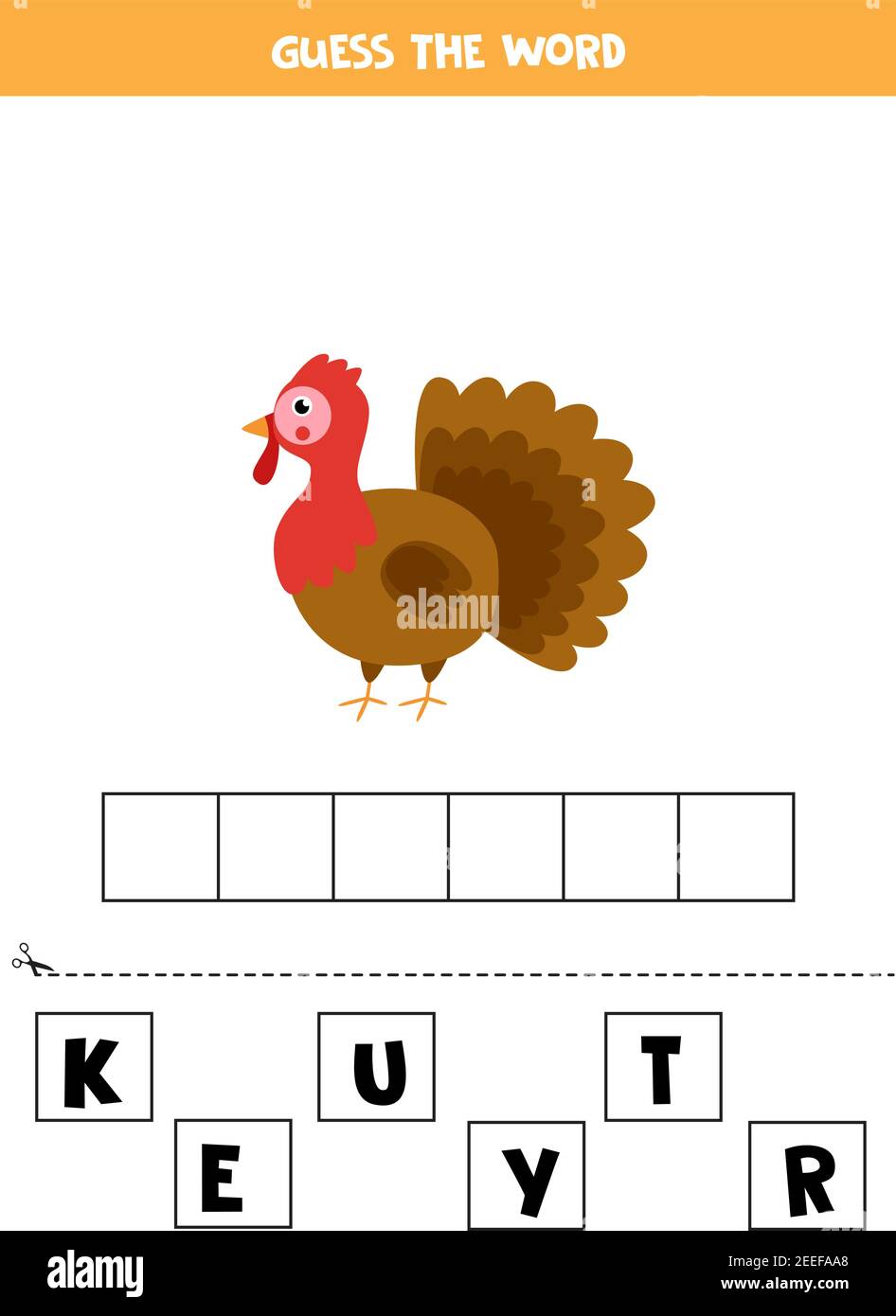 Spell the word turkey. Vector illustration of cute turkey. Spelling ...