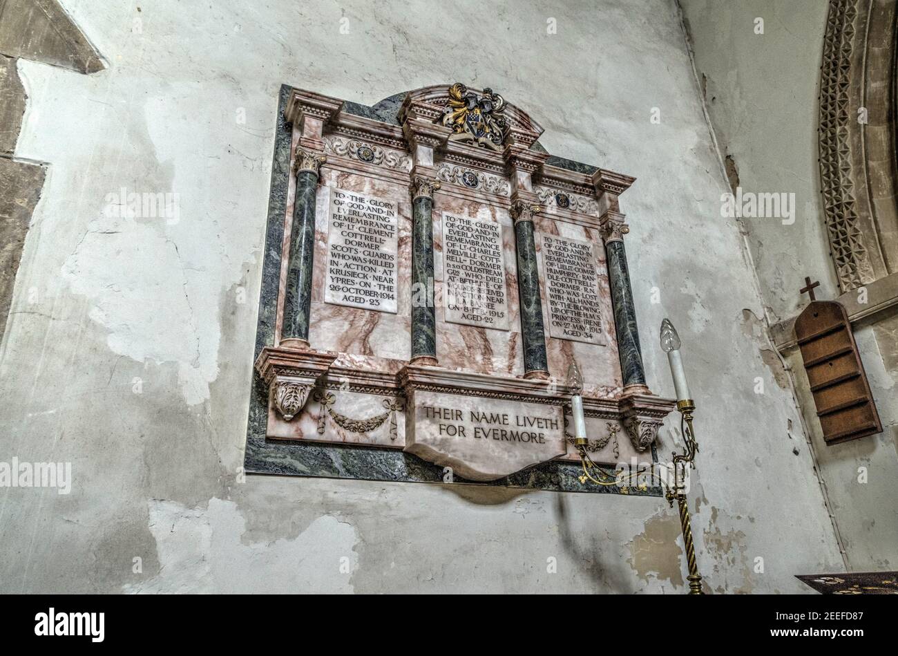 WW1 war memorial, wall mounted, in the church of St Leonard and St ...