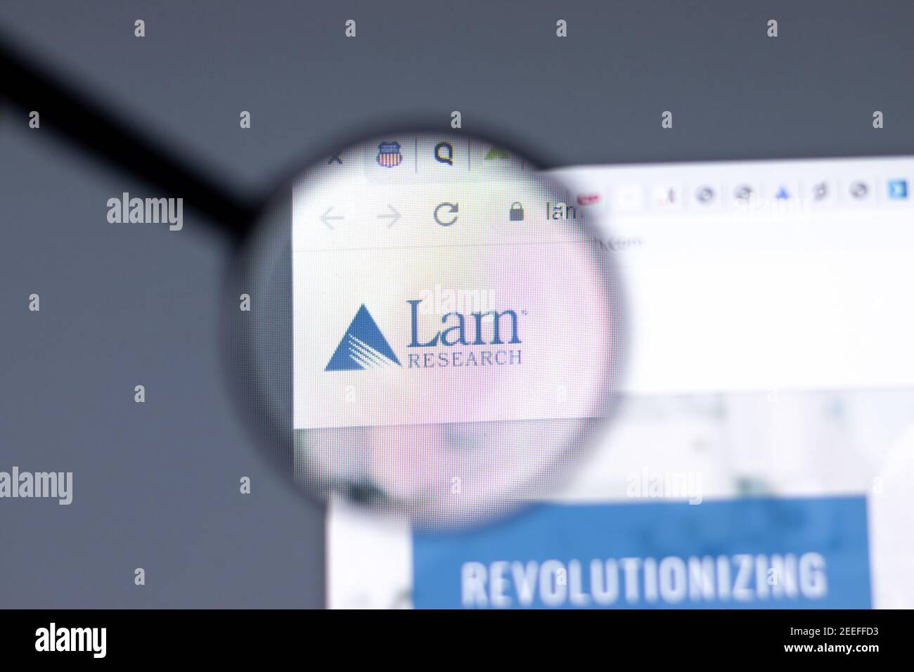 New York, USA - 15 February 2021: Lam Research website in browser with ...
