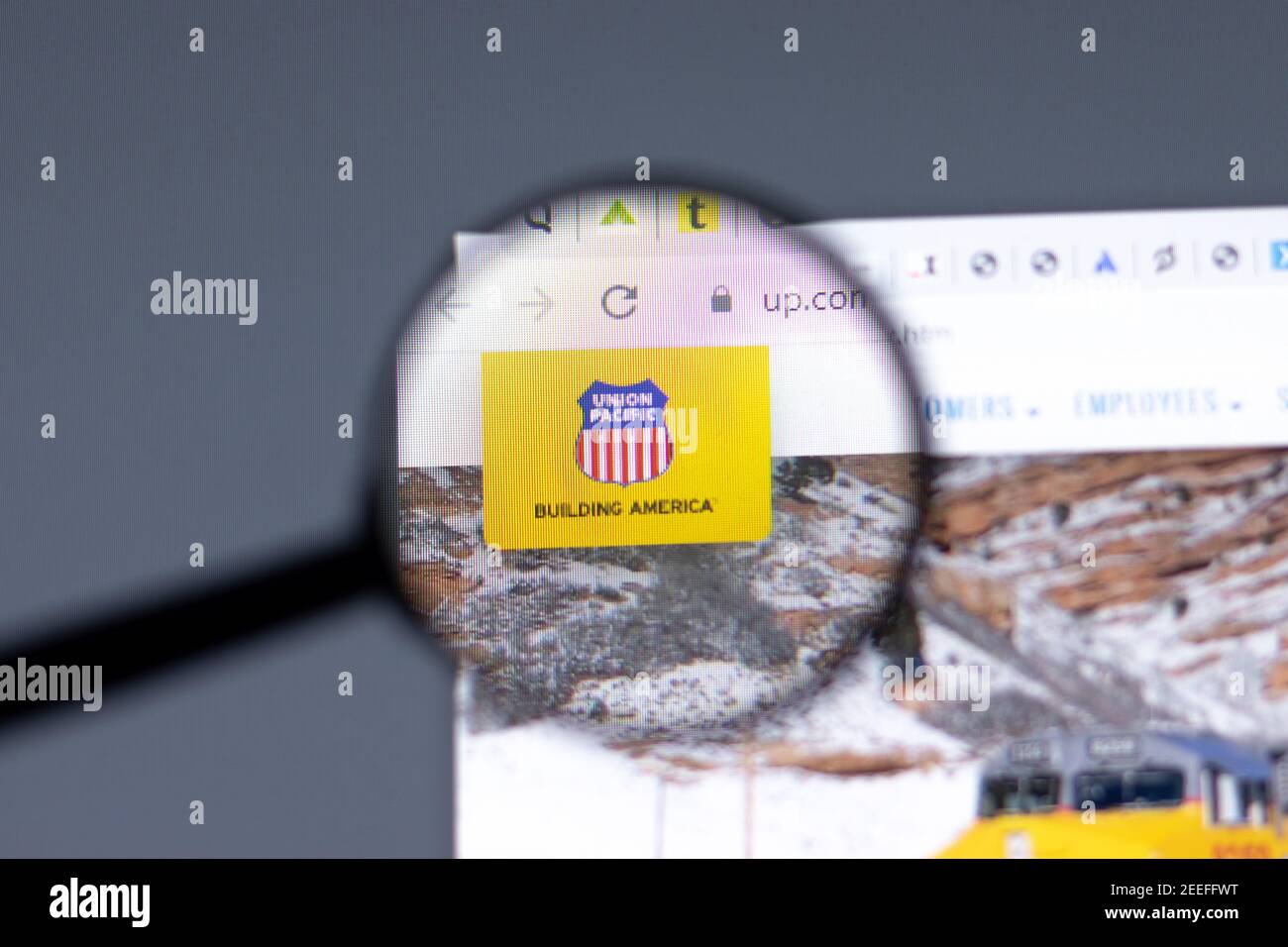 New York, USA - 15 February 2021: Union Pacific website in browser with ...