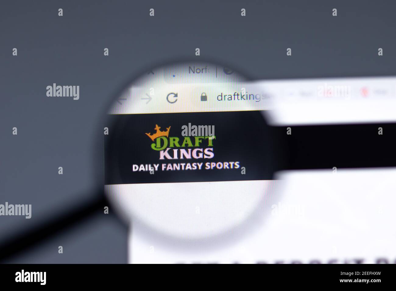 New York, USA - 15 February 2021: DraftKings website in browser with ...