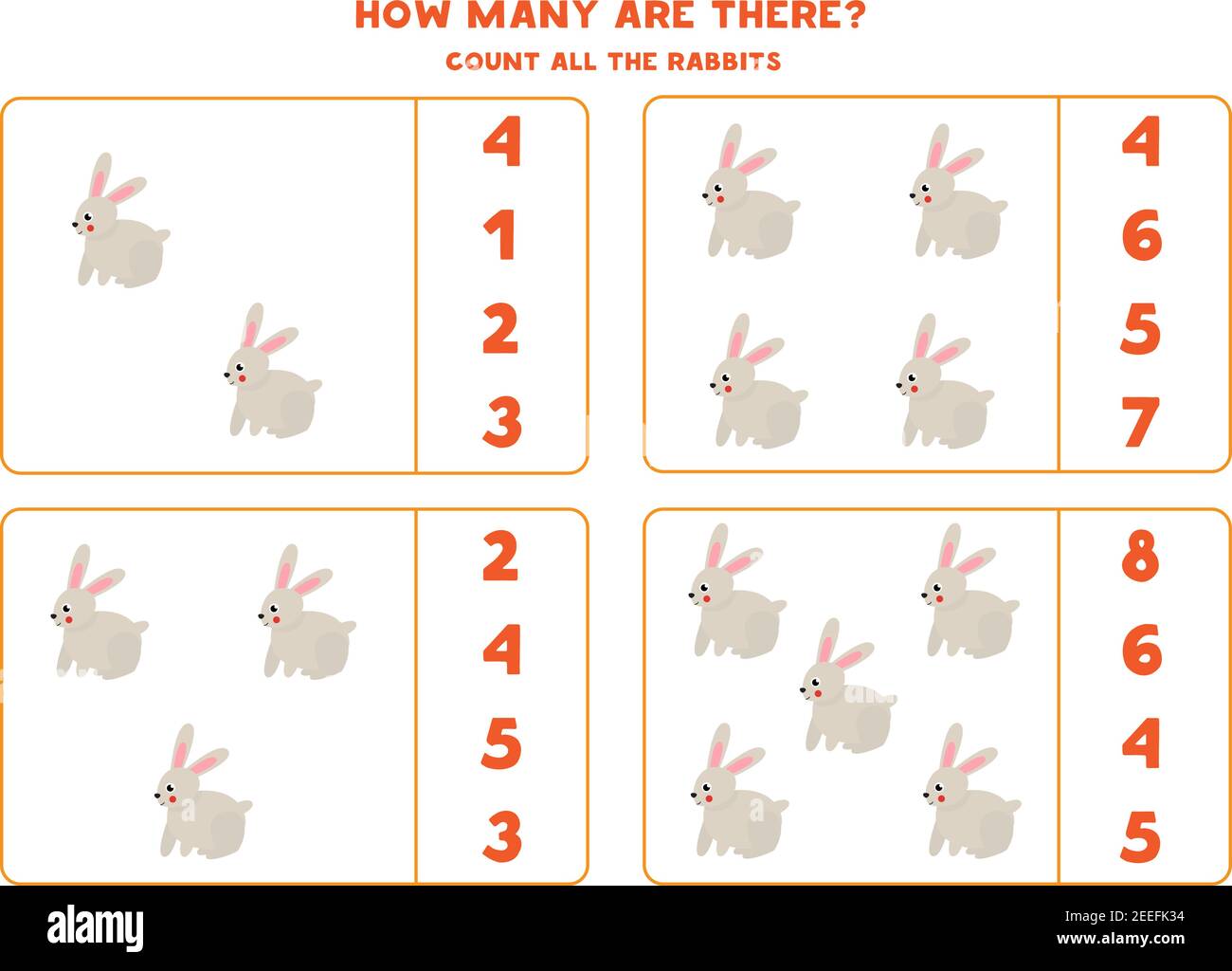 Count all rabbits and circle the correct answers. Math game for kids ...