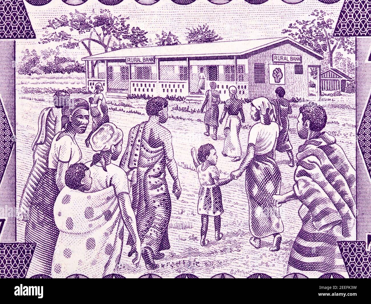 Rural bank building from old Ghanaian money Stock Photo - Alamy