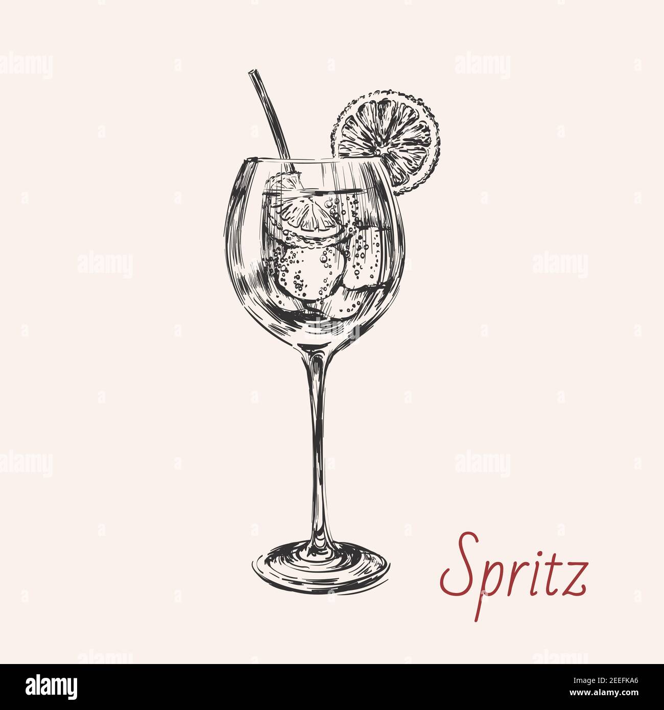 Spritz Hand Drawn Summer Cocktail Drink Vector Illustration Stock ...