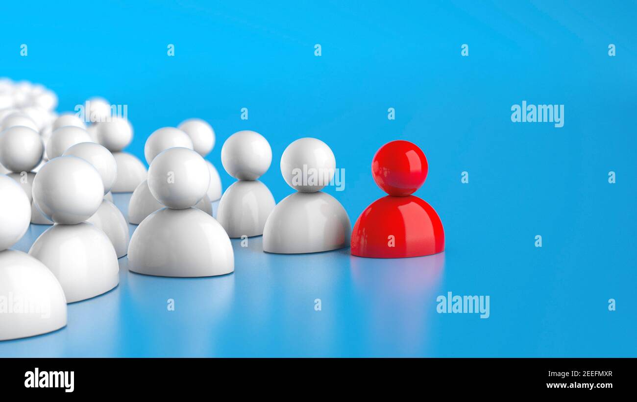 Leader in the company. The team follows the red leader. 3d render Stock ...