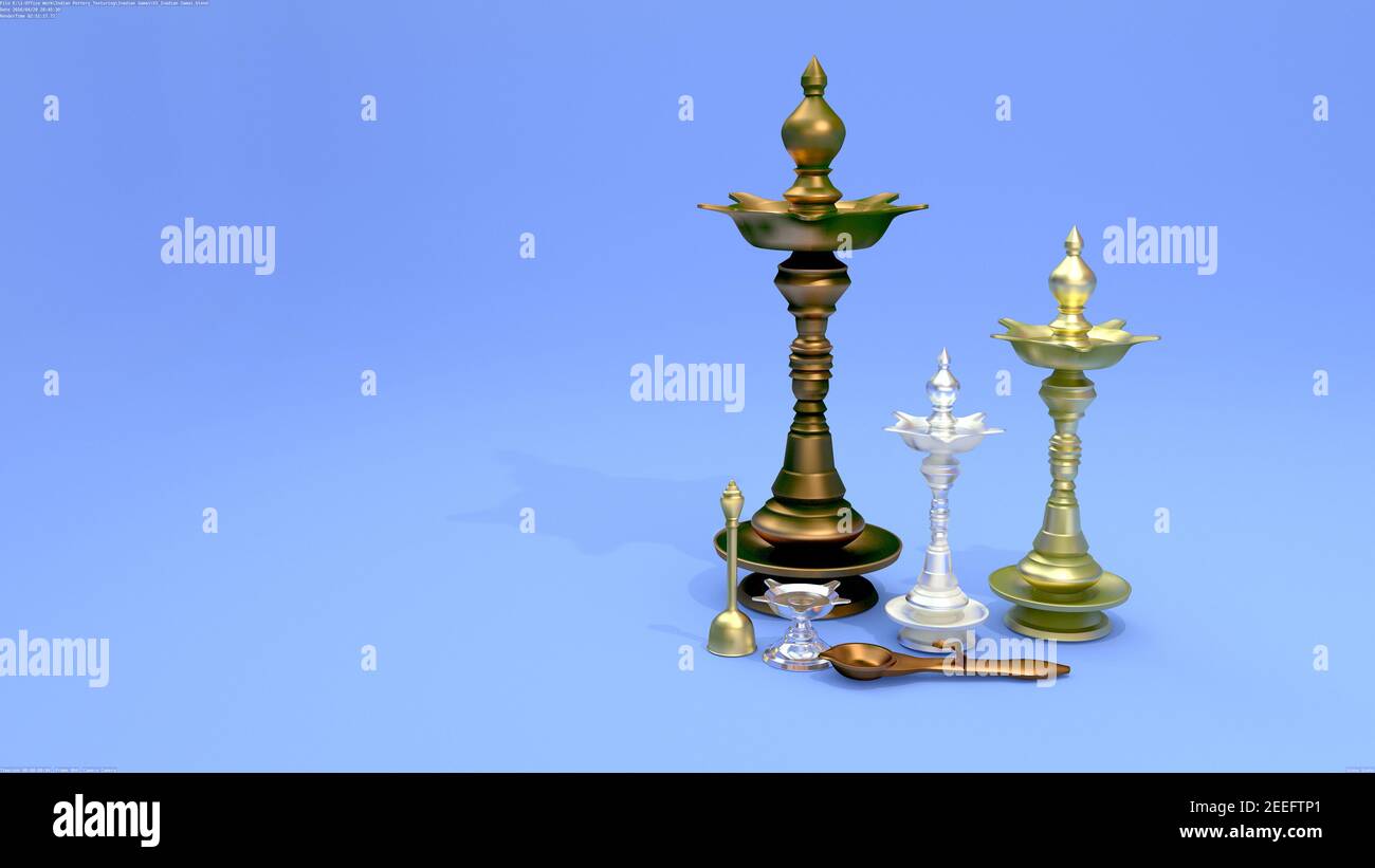 3D Illustration of Indian style oil lamp Stock Photo - Alamy