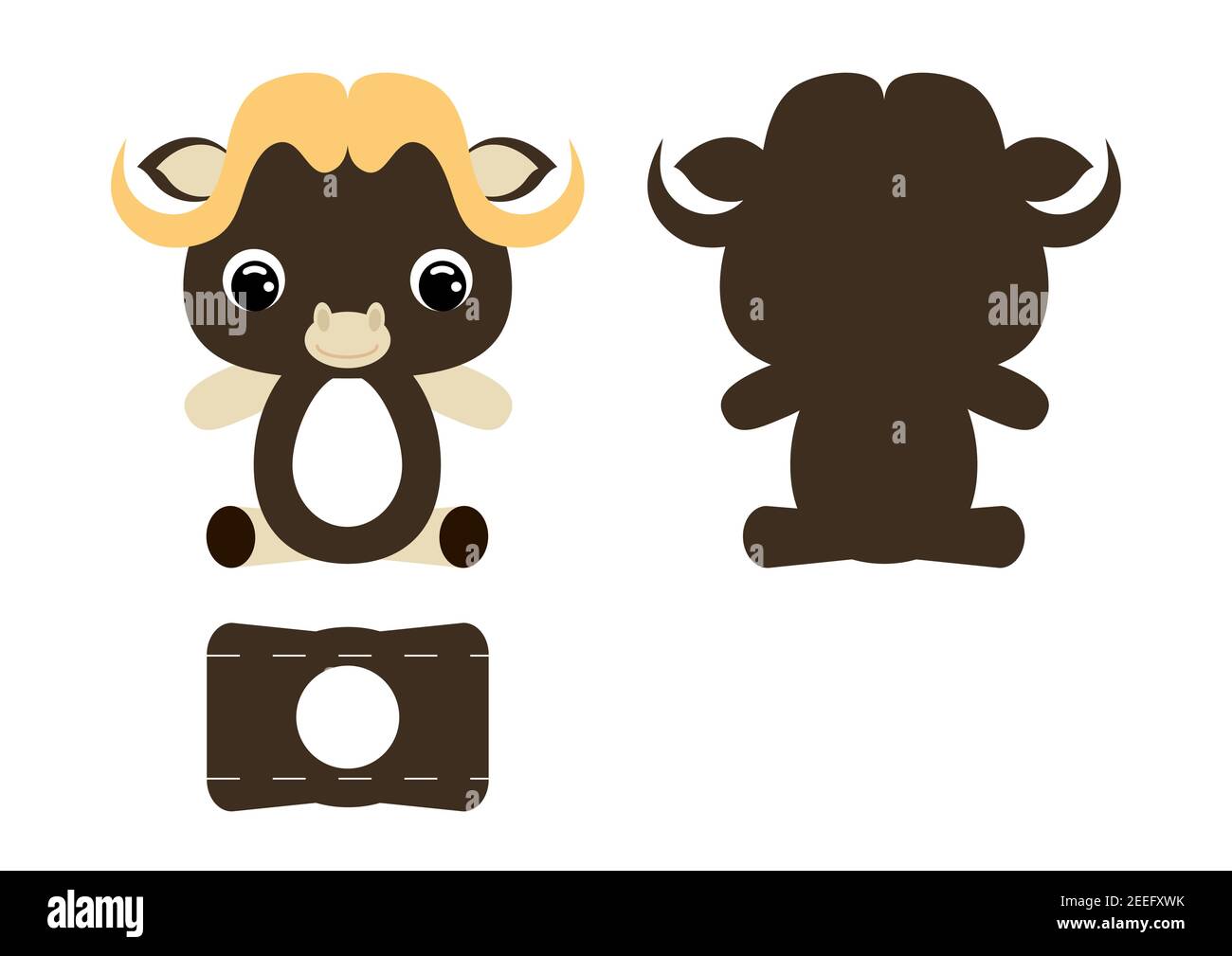DIY cute musk-ox chocolate egg holder template. Retail paper box for ...