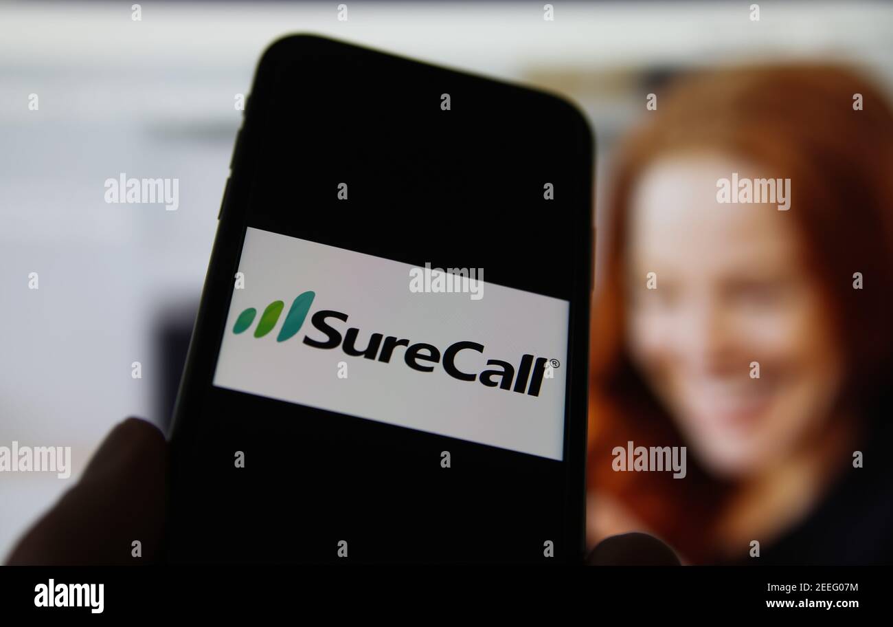 Viersen, Germany - February 9. 2021: Closeup of smartphone screen with ...