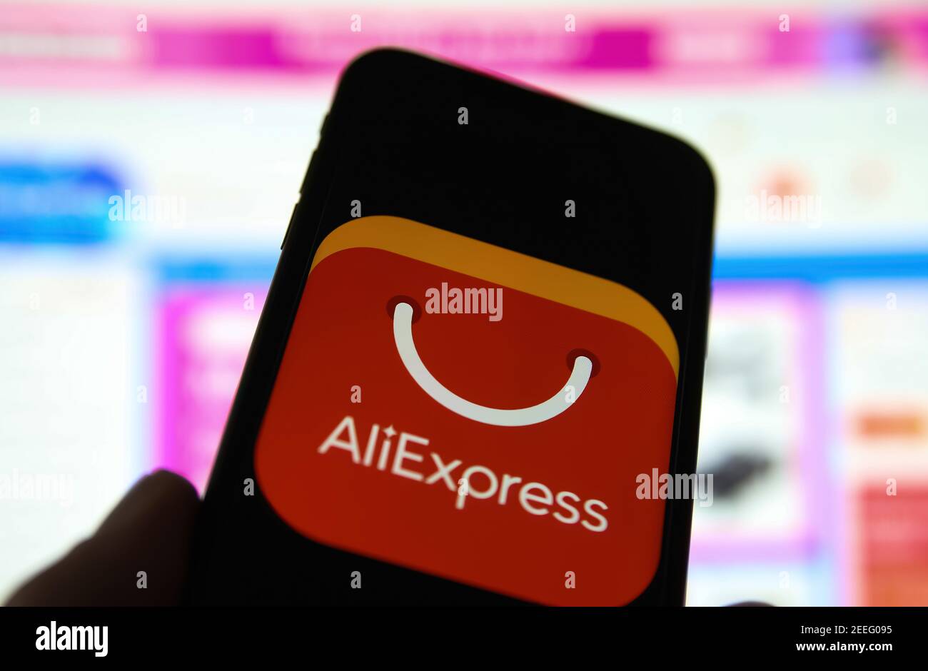 Viersen, Germany - February 9. 2021: Closeup of smartphone screen with ...