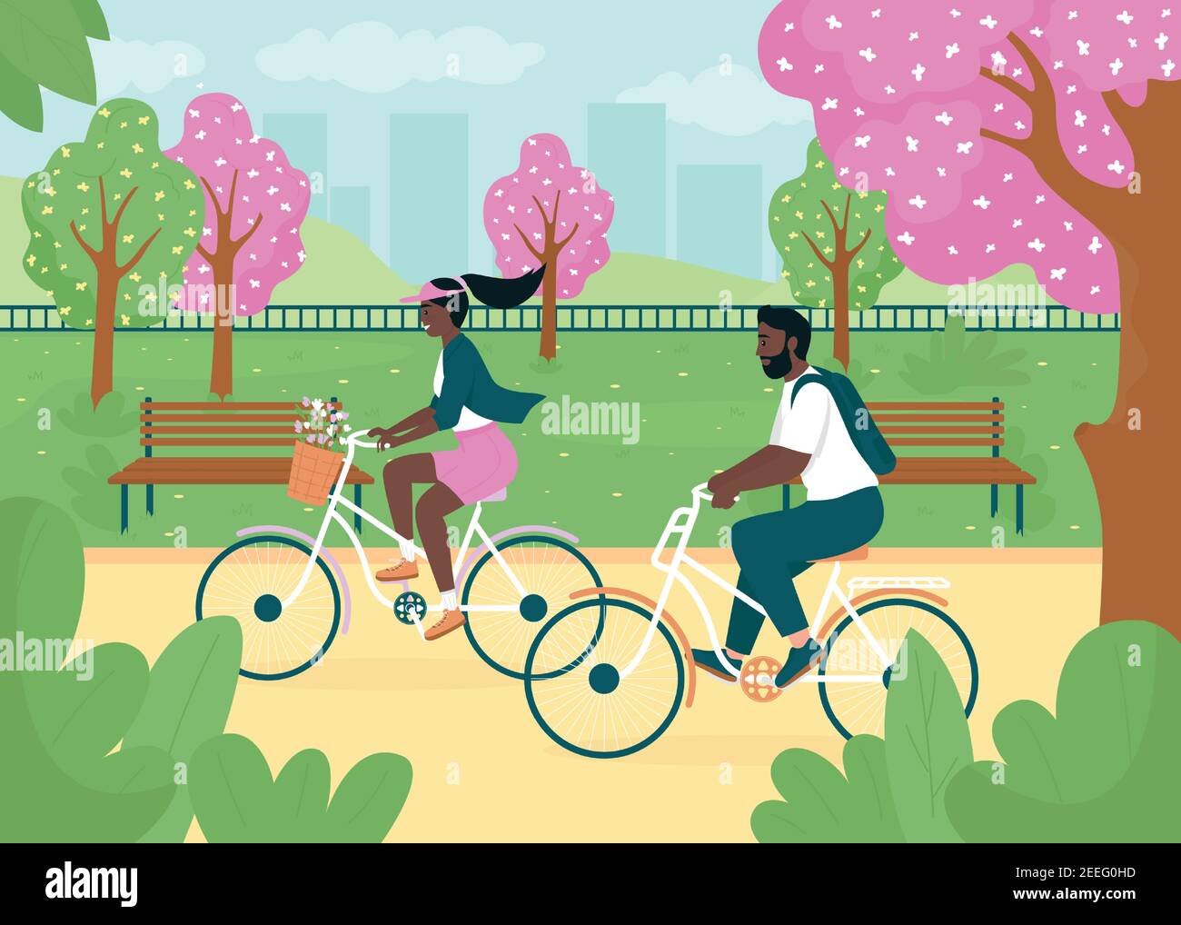 Spring bike couple Stock Vector Images - Alamy