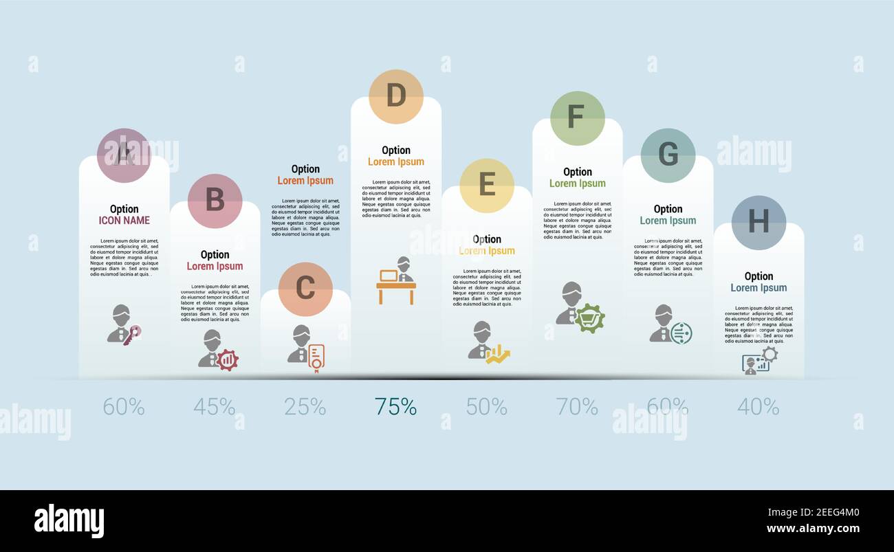 Infographic Company Management template. Icons in different colors ...