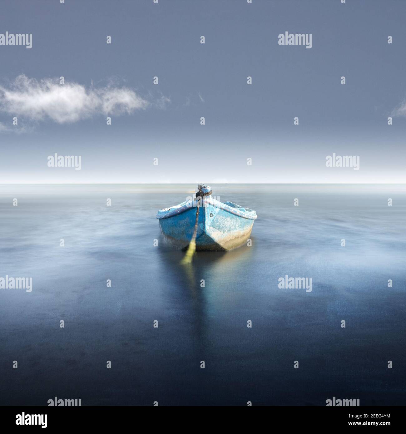 Empty old fishing boat in Stock Photo - Alamy
